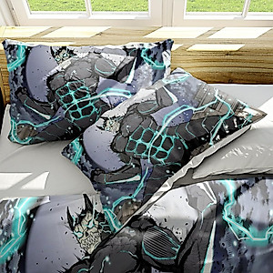 enttgo Monster No.8 Duvet Cover Set 3 PCs Microfiber Bedding Set Zipper Closure Comforter Not Included (1 Duvet Cover+2 Pillow Shams) All Season Use (06,Twin-68x86in+20x30in*2)