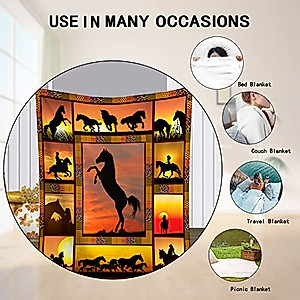 Horse Blanket Animal Print Throw Blanket 320 GSM Ultra-Soft Warm Fuzzy Plush Lightweight Fleece Blankets for Bed Sofa Travel (Twin-80x60)