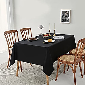 Romanstile Rectangle Tablecloth - Waterproof and Wrinkle Resistant Washable Polyester Table Cloth for Kitchen Dining/Party/Wedding Indoor and Outdoor Use (60 x 84 inch,Black)