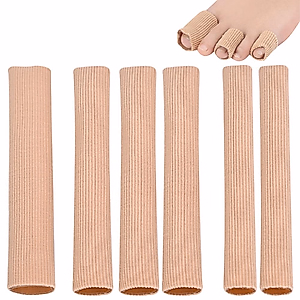 6 Pack Toe Tubes, Toe Cushion Tube, Toe Tubes Sleeves for Relief Toe Pressure, Soft Gel Corn Pad Protector, Cuttable Toe Tubes Sleeves for Toes, Fingers, Corns, Calluses (6)