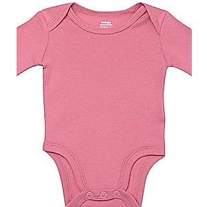 Amazon Essentials Unisex Babies' Long-Sleeve Bodysuits, Pack of 6, Ecru/Light Pink/Rose/Floral/Strawberry/Stripe, Newborn