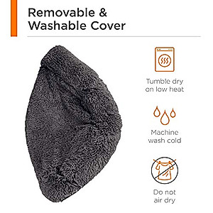 Best Choice Products 45in Dog Bed Self-Warming Plush Shag Fur Donut Calming Pet Bed Cuddler w/Water-Resistant Lining, Raised Rim - Gray