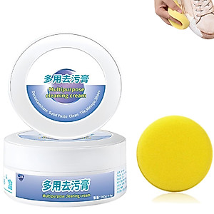 Warn Code Multipurpose Cleaner, Warncode Shoe Cleaner, Warncode Multi-functional Cleaning and Stain Removal Cream, White Shoe Cleaning Cream with Sponge, Decontaminate Solid Paste (1pcs)