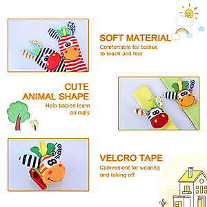 Baby Rattle Socks and Baby Foot Finder - Baby Toys 0-12 Months Baby Wrists Rattle and Socks Foot Finders Set - Developmental Infant Toys 0-12 Months for Baby Girls & Boys