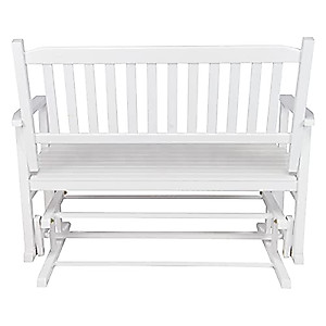 Shine Company 4215WT Torrey Outdoor 2 Person Glider Loveseat | Patio Glider Bench for Indoor/Outdoor – White