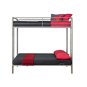 DHP Sammie Twin over Futon Metal Bunk Bed, Silver