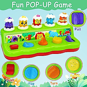 Cieyan Interactive Pop Up Animals Toy with Music and Light, Animal Sound, Hammer, Baby Toys 12-18 Months 9+ Months, Cause and Effect Toys for 1 Year Old Boy Girl Toddler Toys Age 1-2 Baby Musical Toys
