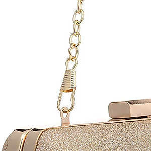 Evening Bag Clutch for Women Sparkling Glitter/Metallic PU Purse Elegant Bling Handbag for Dance Wedding Bridal Graduation (Gold)