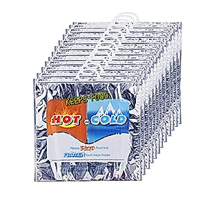 Pack of 12 Hot and Cold Insulated Bags- Food Storage for Frozen & Hot Items- Reusable Lunch Bags & Grocery Shopping Bags, Heavy Duty Refrigerated Totes, (20"x5.5"x19")