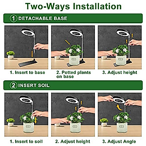 Aokrean Grow Lights for Indoor Plants, 48 LEDs Full Spectrum Plant Light for Indoor Plants, Height Adjustable Growing Lamp with Base, 3 Optional Spectrums, Auto Timer 3/9/12Hrs, 10 Brightness,2 Packs