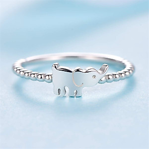 AVECON Women Fashion Rings 925 Sterling Silver Elephant Rings 925 Sterling Silver Animal Rings for Women Comfort Fit Size 7