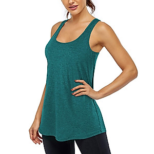 Cestyle Women's Loose Racerback Tank Top with Built-in Bra for Tennis, Golf, Workout - Green, XL