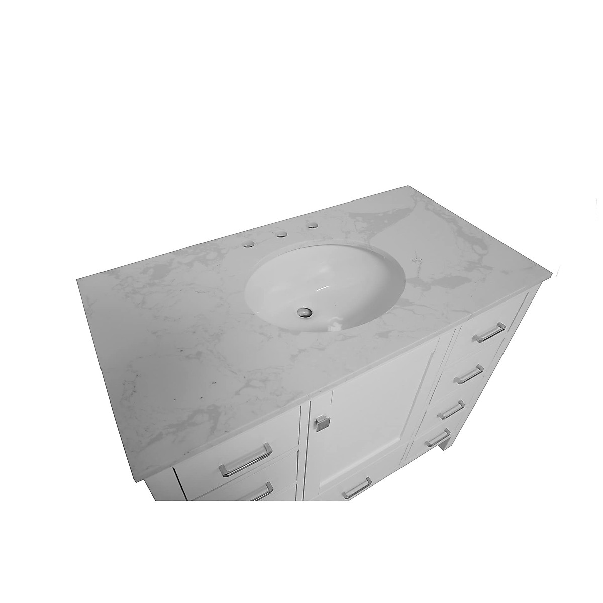 Horizon 42-inch Bathroom Vanity (Engineered Carrara/White): Includes White Cabinet with Engineered Carrara Countertop and White Ceramic Sink