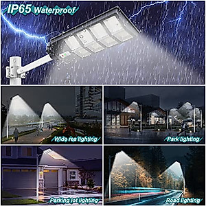 CONHOO 500W Solar Street Light Outdoor,360 LED Dusk to Dawn Outdoor Lighting,IP65 Waterproof LED Street Light Solar Powered, Patented MPPT Fast Charging, Keep Lighting Even 3-5 Rainy Days