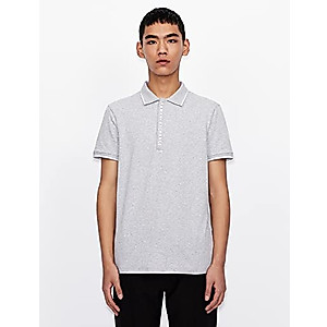A|X ARMANI EXCHANGE Men's Logo Zip Jersey Polo, Heather Grey B09b, X-Large
