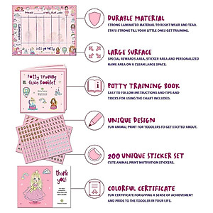 ATHENA FUTURES Potty Training Chart for Toddler, Girls, Sticker Chart for Potty Training, 4 Week Reward Chart, Certificate, Instruction Booklet, Reward Sticker Chart - Princess Design