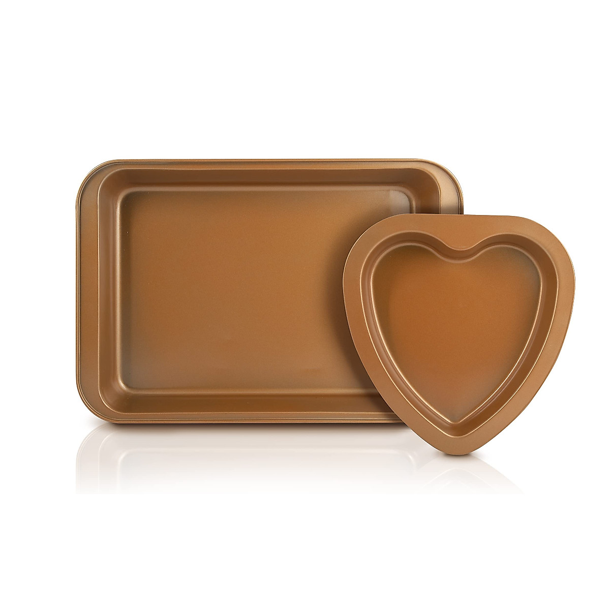 Eternal Living Copper Nonstick Bakeware Set (Heart Cake Pan and Cookie Sheet, 2 Piece)