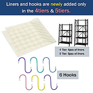 Letusto Foldable Collapsible Shelf with Wheels & Breaks - Folding Shelf Heavy Duty Metal Frame Pantry Shelving Unit - Origami Bookcase - No Assembly Bookshelf (White, 5 Tier)