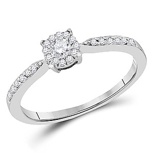The Diamond Deal 10kt White Gold Round Diamond Solitaire Bridal Wedding Engagement Ring 1/4 Cttw