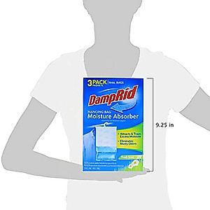 DampRid Hanging Bag, Moisture Absorber, 1 box of 3 bag (16 oz. each bag.), Blue