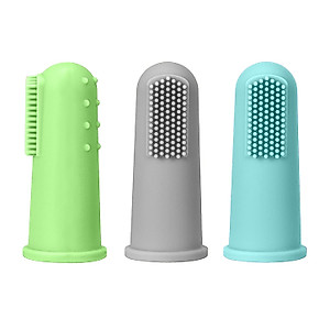 Silicone Finger Toothbrush for Toddlers and Baby Teething Finger Massager - Safe and Gentle Infant and Toddler Finger Brush for Trouble-Free Teething and Early Oral Hygiene Training - 3 Pack - Boys