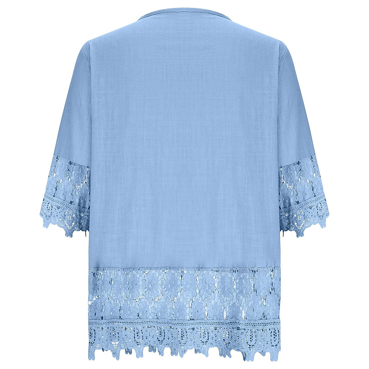 Womens 3/4 Sleeve Shirts Casual Bow V Neck Lace Tops Blouse Fashion Boho Shirts for Women