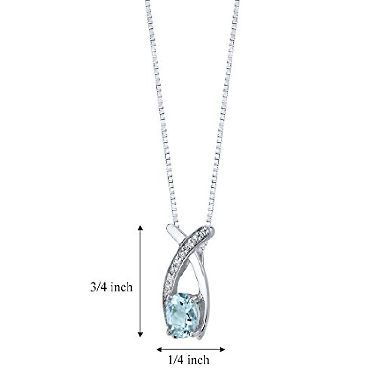 PEORA Aquamarine Pendant Necklace for Women 925 Sterling Silver, Open Infinity Solitaire, Natural Gemstone Birthstone, 0.75 Carat Oval Shape 7x5mm, with 18 Inch Chain