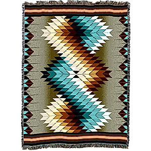 Pure Country Weavers Whirlwind Smoke Blanket - Southwest Native American Inspired - Gift Tapestry Throw Woven from Cotton - Made in The USA (72x54)