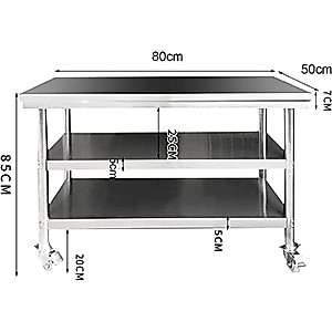 Commercial Kitchen Work Catering Table, Stainless Steel Table for Prep & Work with Caster Wheels Commercial Heavy Duty Table for Restaurant, Home and Hotel Rack (Size : 60x60x85cm)