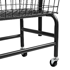 LUSIMO Laundry Basket with Wheels and Hanging Rack Rolling Laundry Cart Garment Rack with Clothes Hamper Easy Assembly Black