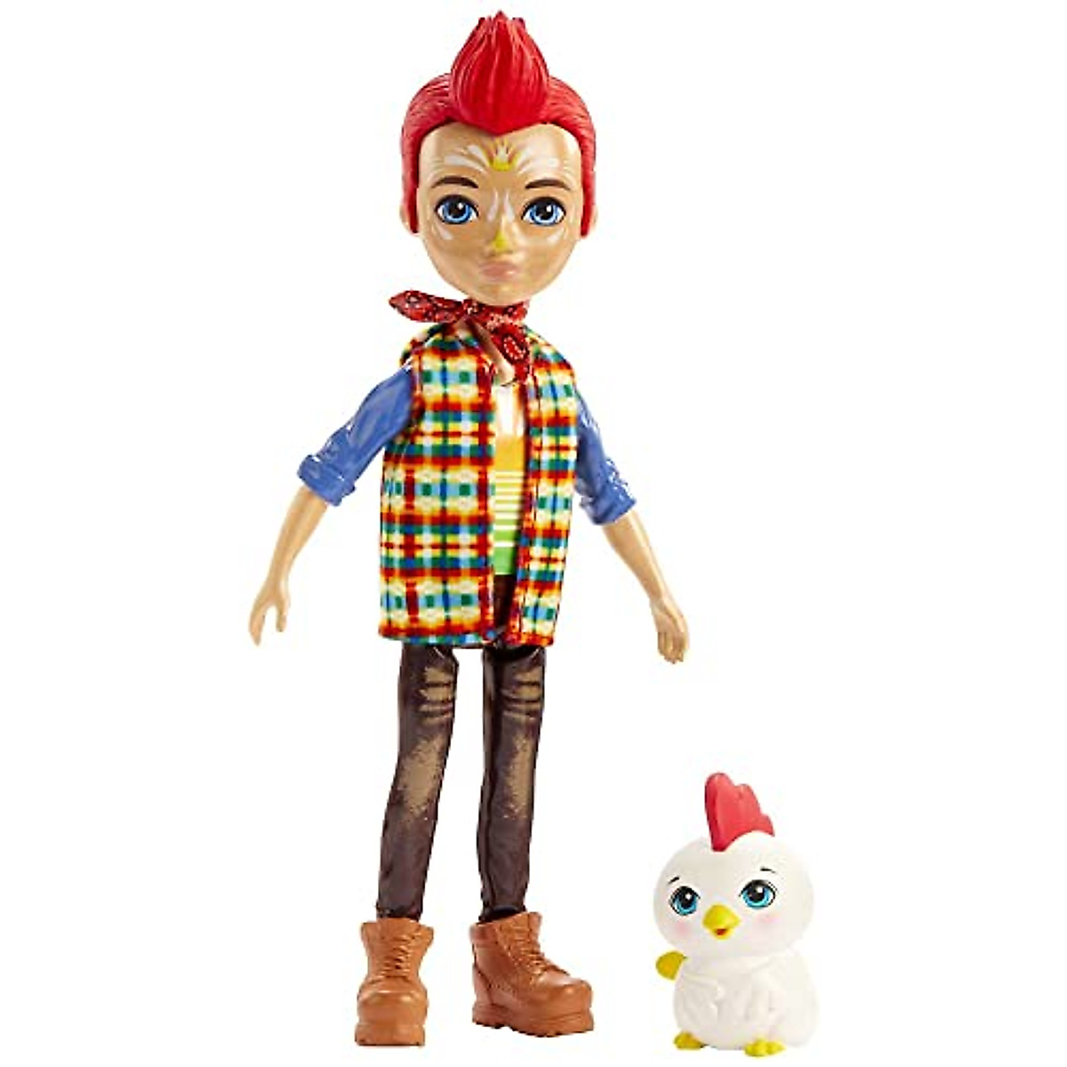 Mattel Enchantimals Redward Rooster Doll with Clunk Figure, 6-inch Small Doll with Removable Shirt & Accessories