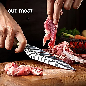 HENWAFX boning knife for meat cutting,viking knife,Outdoor hunting camping barbecue with sheath, meat and fish fillet bbq knife hand forged