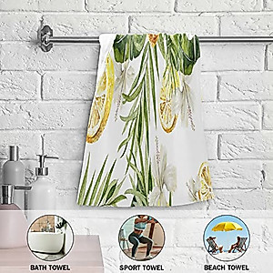 Kigai Tropical Lemon Flowers Hand Towels, Soft & Absorbent Bathroom Guest Towels Kitchen Towels Fingertip Towel for Beach Gym Spa 14x28 Inch (2PACK)