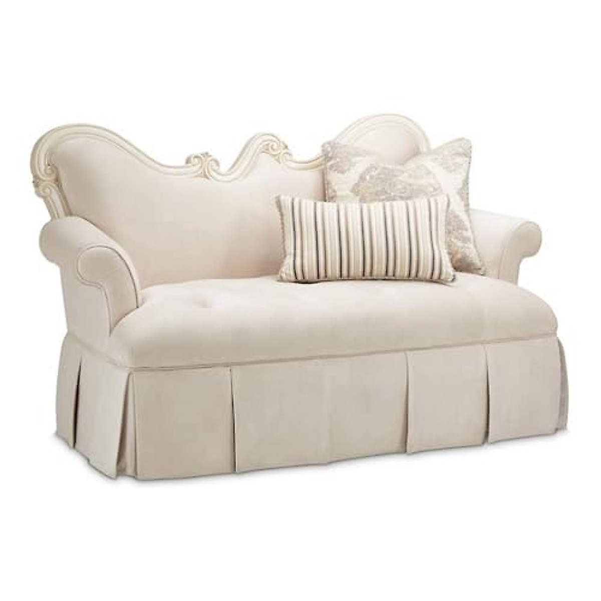 Michael Amini Lavelle Classic Pearl Traditional Velvet Settee in Ivory