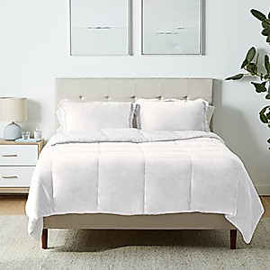 Amazon Basics Ultra-Soft Micromink Sherpa Comforter 3-Piece Bedding Set, Full/Queen, Cream, Solid
