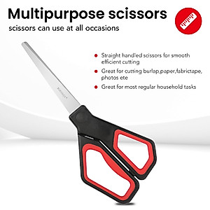 8" Multipurpose Scissors Bulk 18-Pack, Right/Left Handed Comfort-Grip Handles Ultra Sharp Blade Shears Sturdy Sharp Scissors for Office Home School Sewing Fabric Craft Supplies…