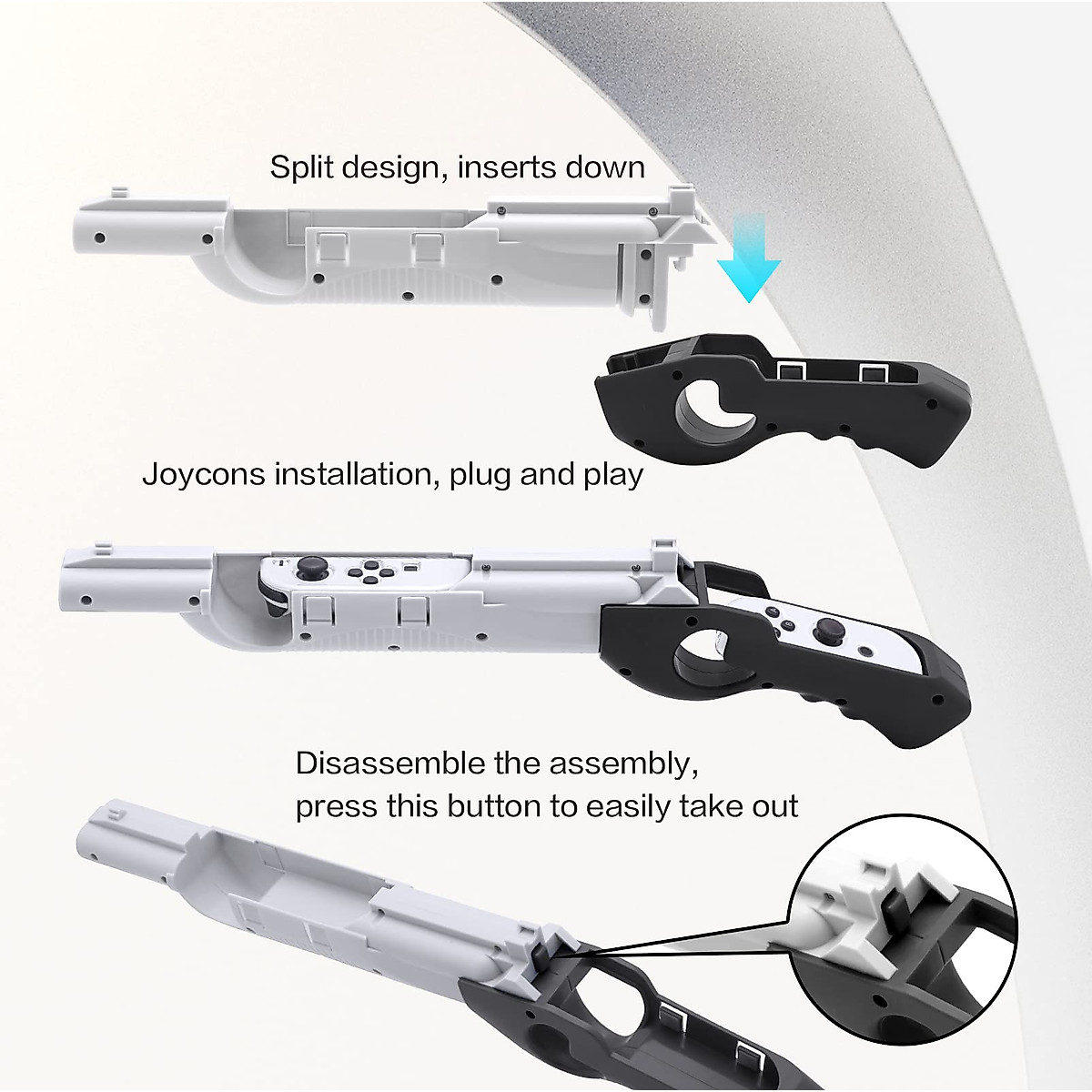 HEATFUN Game Controller Compatible with Nintendo Switch Games Wolfenstein 2: The New Colossus, Big Buck Hunter Arcade - Switch and Other Games - Black White