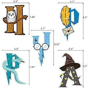 Birthday Party Decoration Boys Magical Wizard Themed Party Decorations Happy Birthday Banner Cupcake Toppers Balloons Party Supplies For Harry Magical Potter Birthday (Golden)