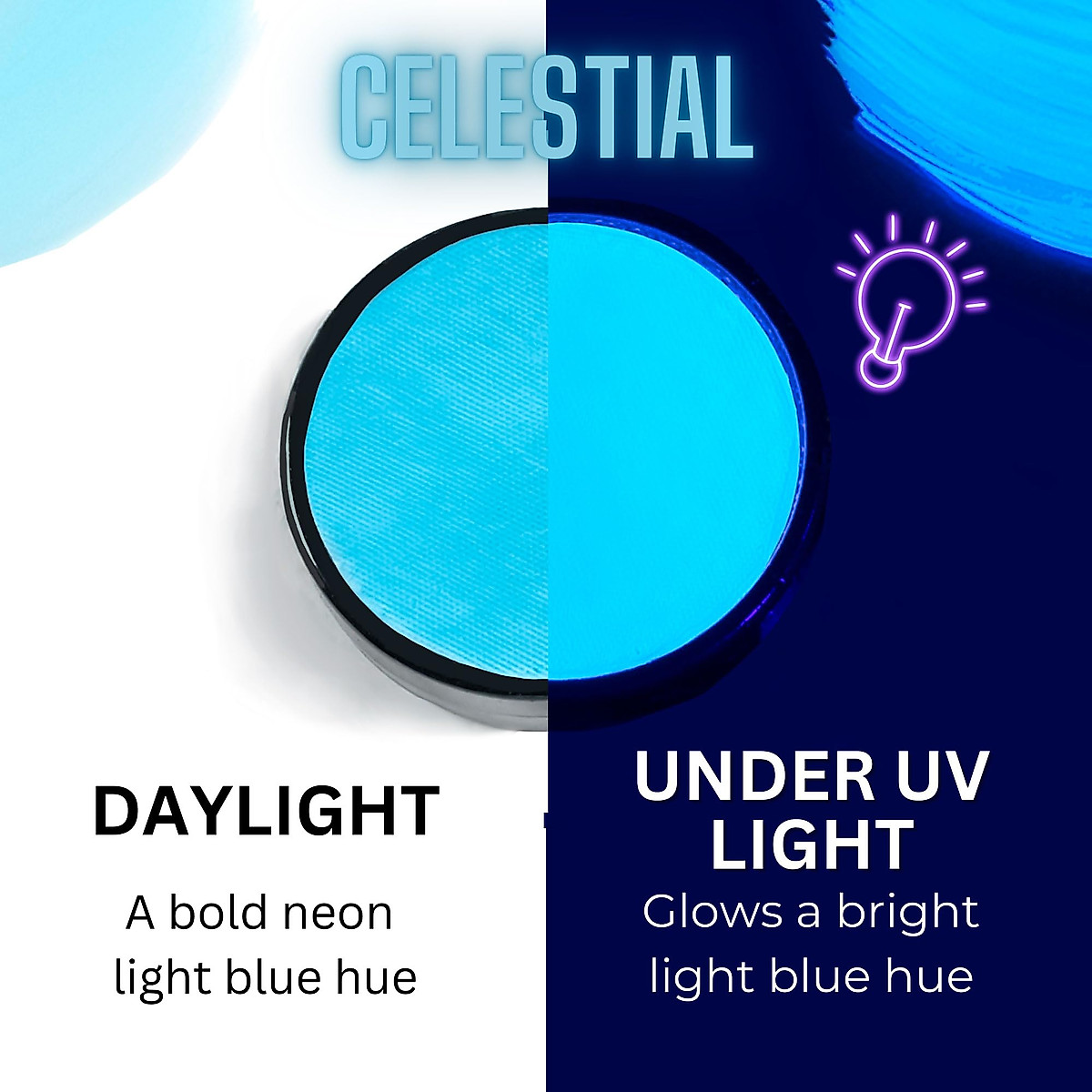 Mehron Makeup Paradise Makeup AQ Face & Body Paint (1.4 oz) (Celestial – Neon Blue/Light Blue)