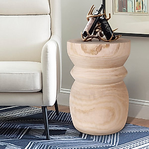 Uziass Wood Tree Stump Side Table Stool, Wooden Stump End Table Round Stump Table Outdoor Stump Table Stump Garden Stool Natural Tree Stump Side Table