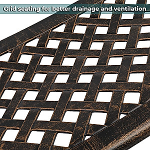 JOYBASE Outdoor Bench, Garden Patio Bench with Backrest, All-Weather Aluminum Frame, Patio Furniture Decor, Rustic Outdoor Loveseat for Lawn, Porch and Park (Bronze)