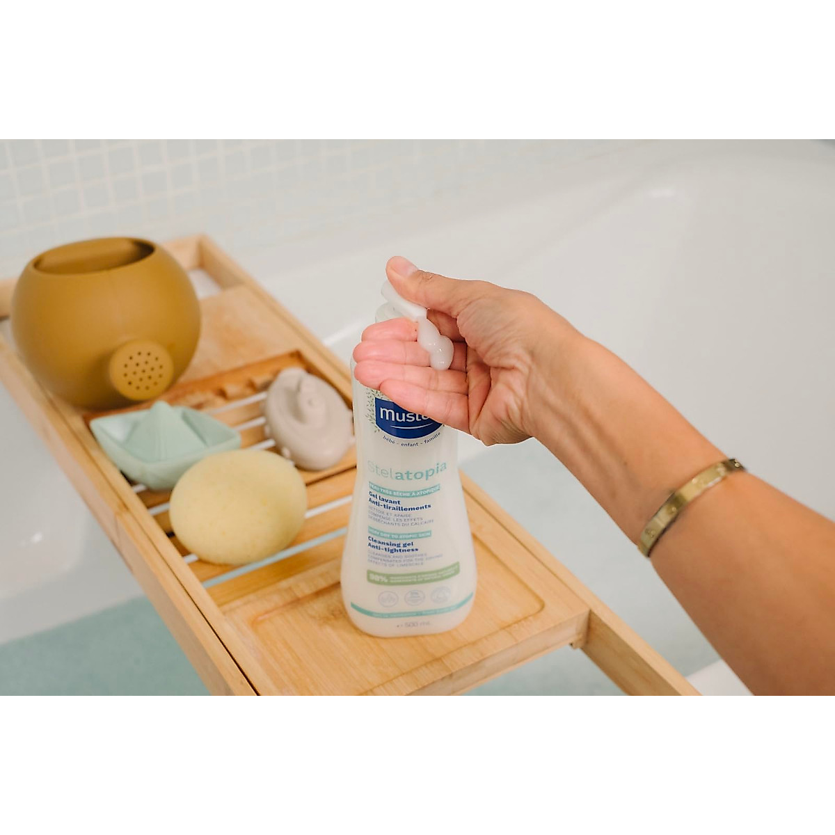 Mustela Stelatopia Eczema-Prone Skin Cleansing Gel - Baby Face & Body Wash with Natural Avocado & Sunflower Oil - Fragrance-Free & Tear Free - 16.9 fl. oz.