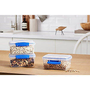 Sistema KLIP IT Rectangular Collection Food Storage Container, 33.8 oz./1.0 L, Clear/Blue, 3 Count
