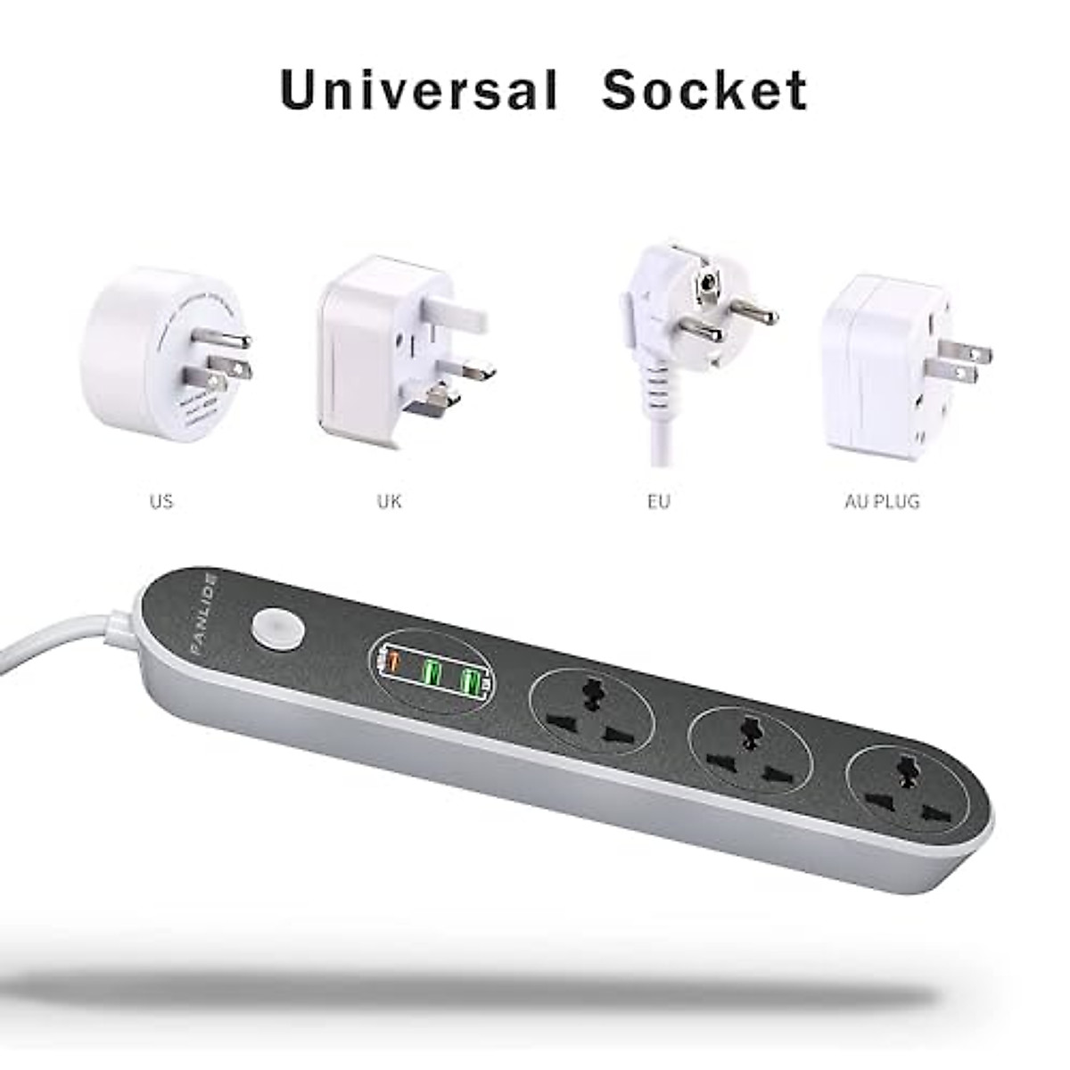 Fanlide Power Strip with USB Ports, 6ft Power Cord, 2500W Circuit Breaker, 3 Outlets 3 Quick USB (5V 3.1A) Charging Station, Child Safe Door, for Cruise Ship,Dorm Room Multi Plug Extender