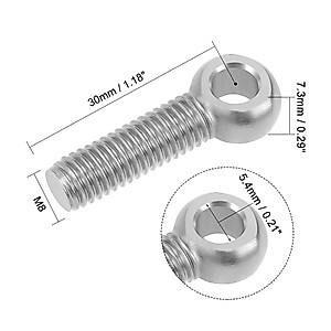 uxcell M8 x 30mm Machinery Shoulder Swing Lifting Eye Bolt 304 Stainless Steel Metric Thread 4pcs