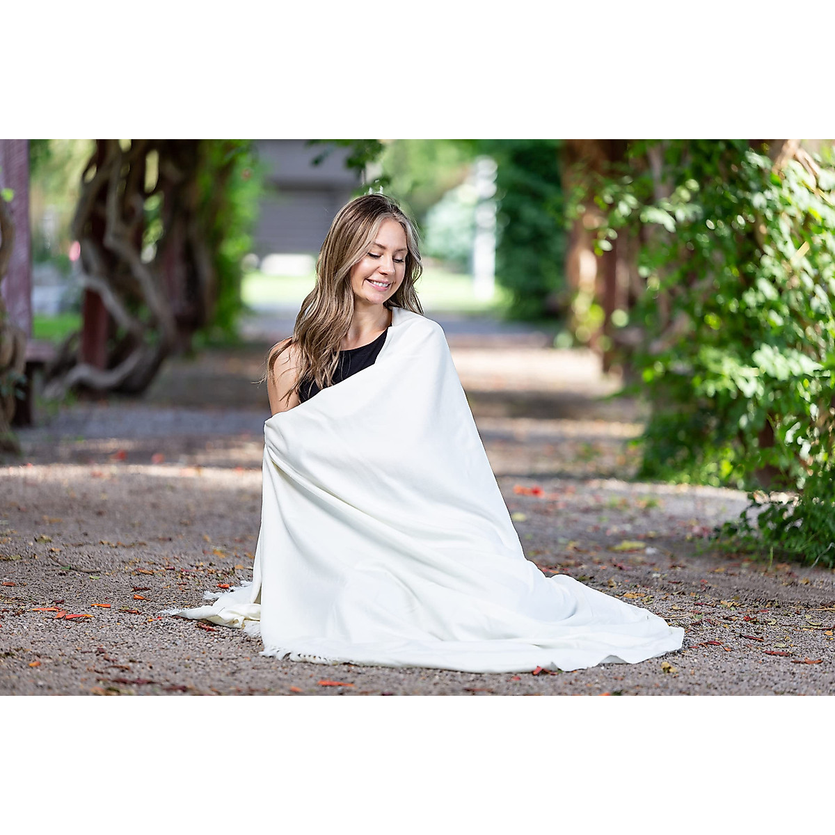 Om Shanti Crafts Meditation Shawl or Meditation Blanket, Shawl/Wrap, Oversize Scarf/Stole. Large. Unisex. (White)