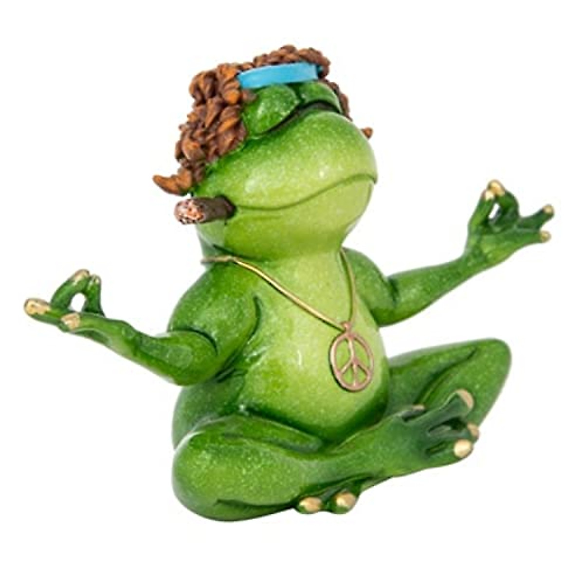 Meditating Yoga Frog Figurine Home Decorative Accent Decor Funny Zen Hippie Frog Yoga Lotus Pose (Hippie)