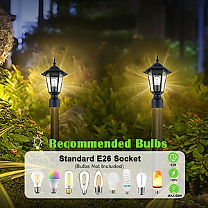 YaoKuem Outdoor Post Light, Pole Lantern, E26 Base 60W Max, Aluminum Housing Plus Glass, Wet Location Rated, Bulbs not Included, Matte Black, 1 Pack