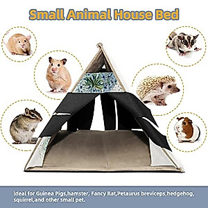 Y-DSIWX Guinea Pig House Bed, Rabbit Large Hideout, Small Animals Nest Hamster Cage Habitats Hand Drawn Dandelion Flower