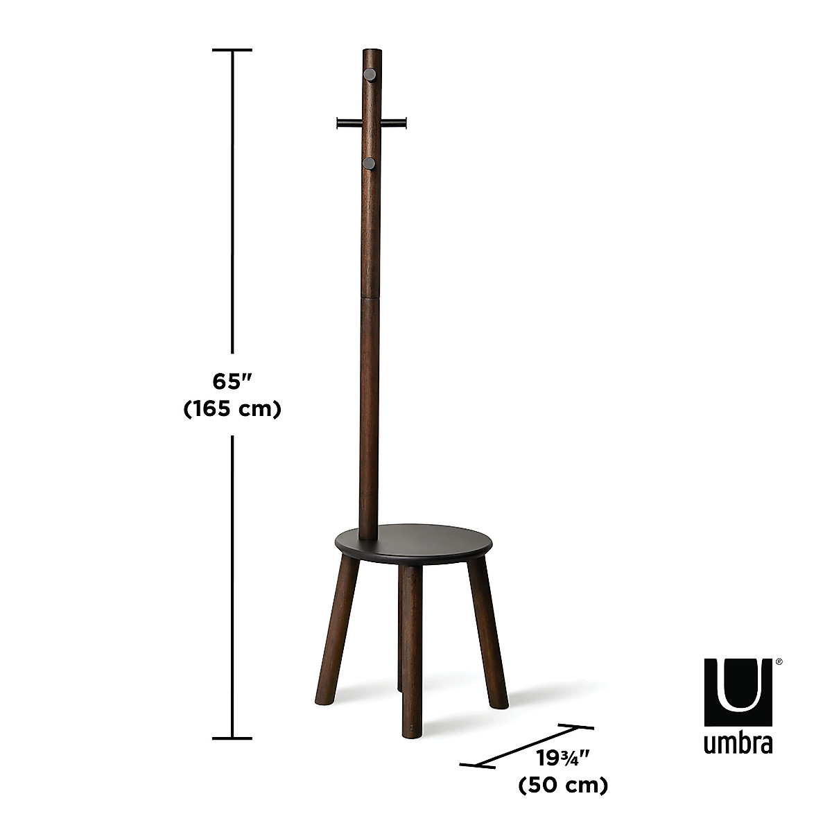 UMBRA PILLAR STOOL/COATRACK BLK/WAL